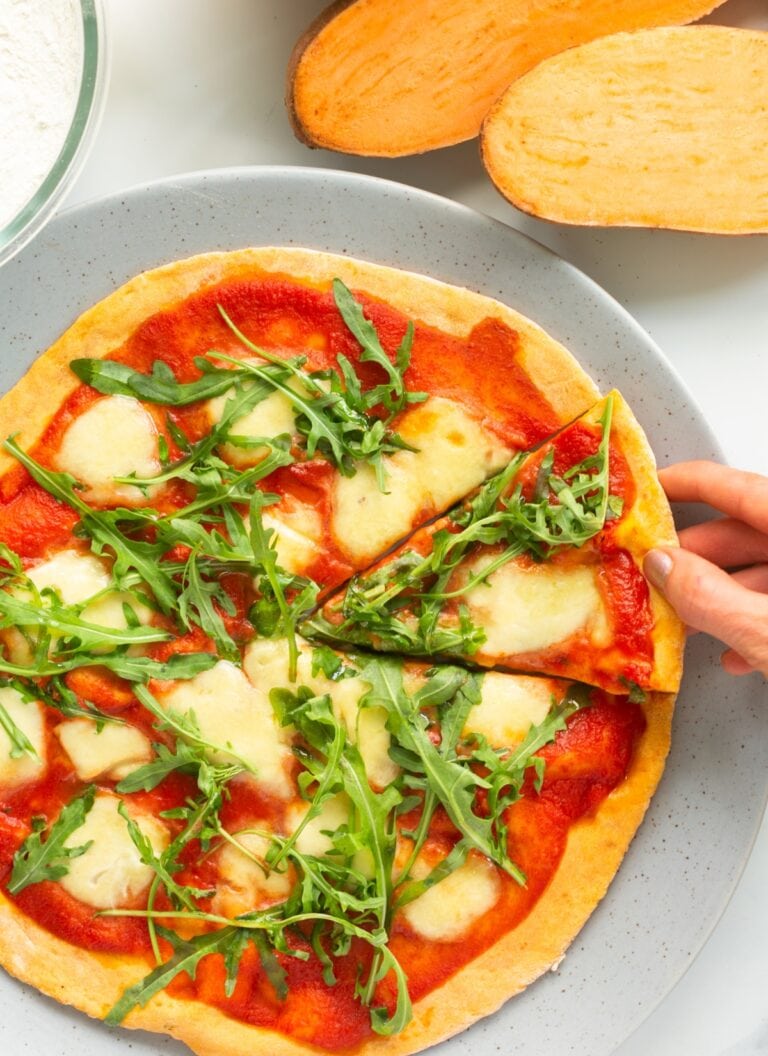 Sweet Potato Pizza - 2 ingredients! - The Petite Cook™